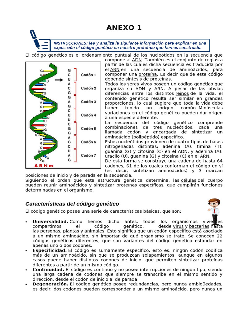 C-ANEXO 1 El Código Genético | PDF