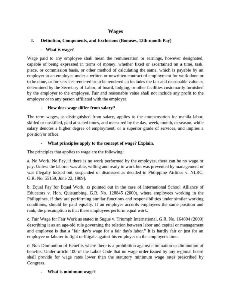 Wages REVIEW DRAFT | PDF