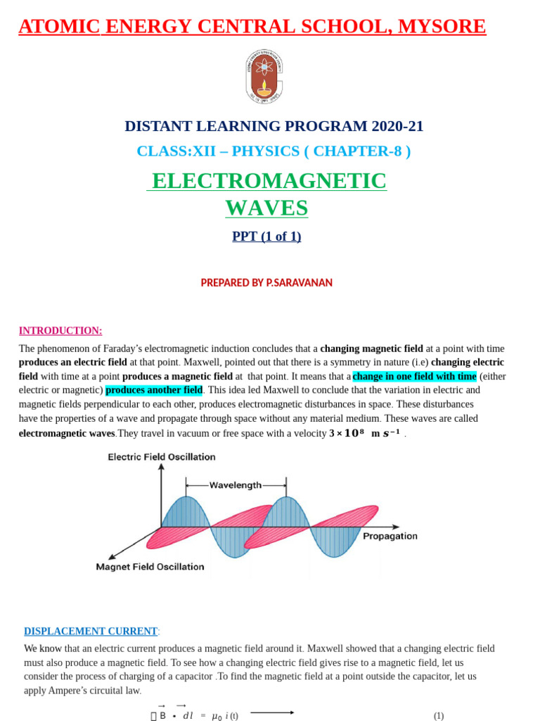 Class - 12-Physics - Alternating Current and Electromagnetic Waves - PPT-3 of 3 | PDF