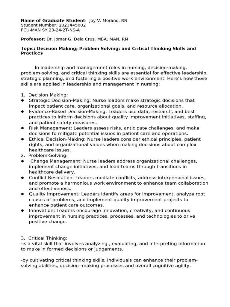 Decision Making (Joy Morano) | PDF