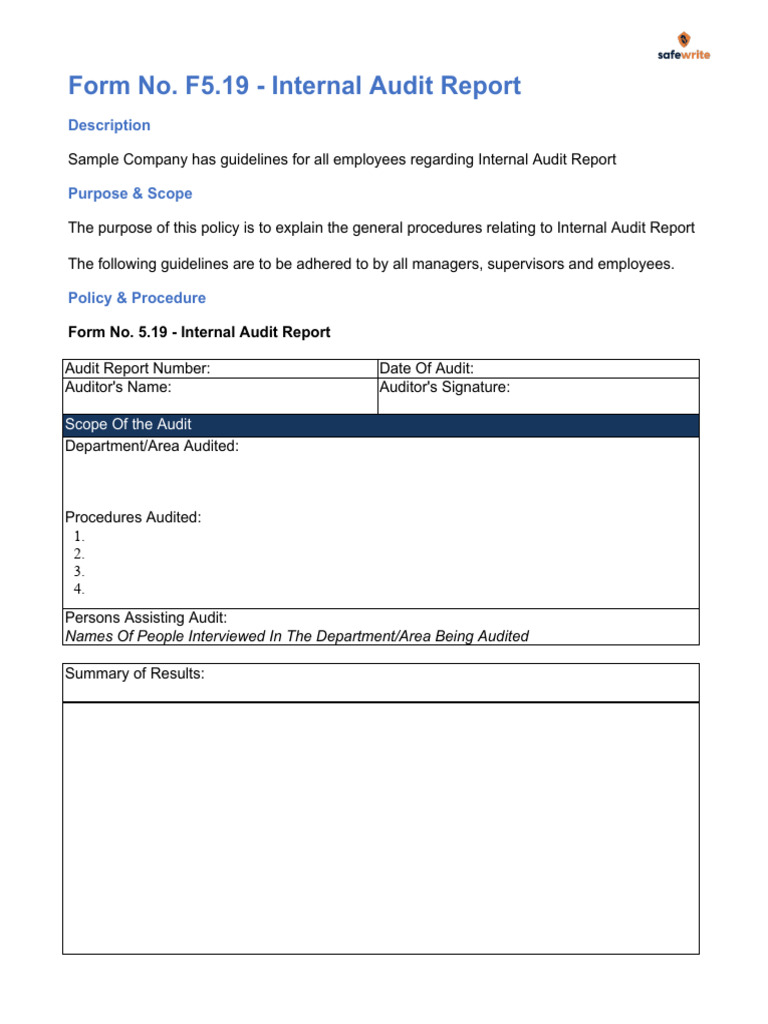 Internal Audit Report | PDF