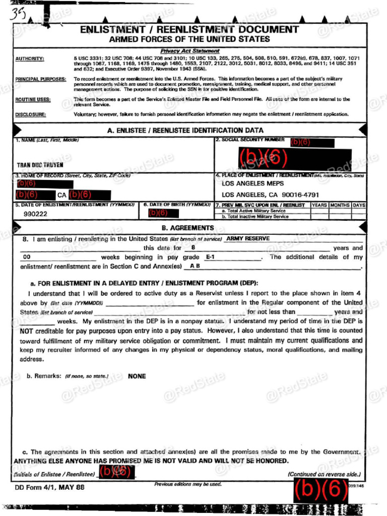 Derek Tran Military Records | PDF
