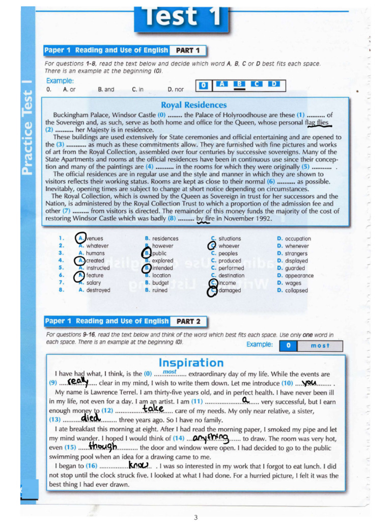 Reading and Use of English ( Practice test) | PDF