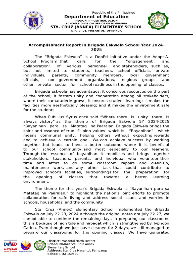 ACR BRIGADA ESKWELA 2024 | PDF