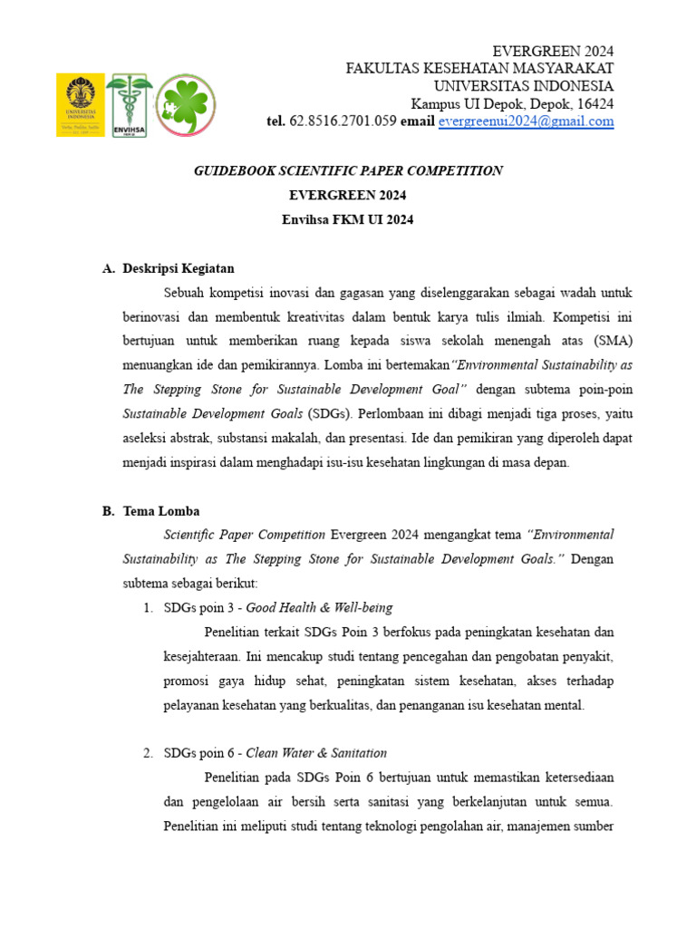 Guidebook for Evergreen 2024 Competition | PDF | Economy And The ...