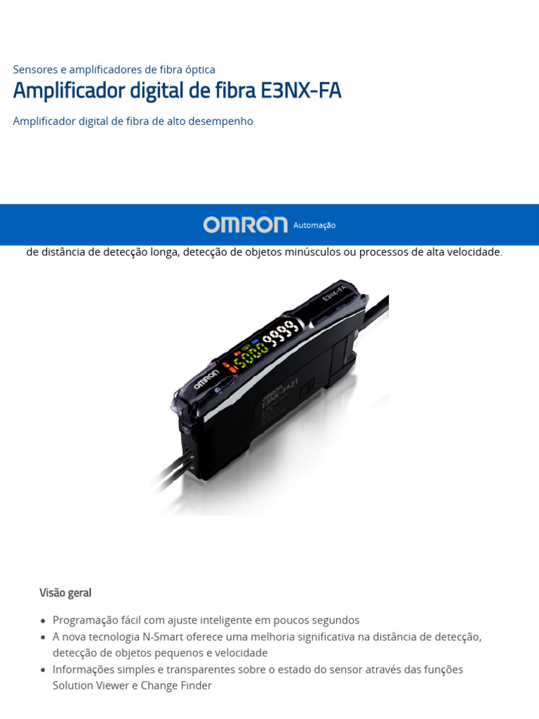 Amplificador Digital de Fibra E3NX-FA - Omron | PDF
