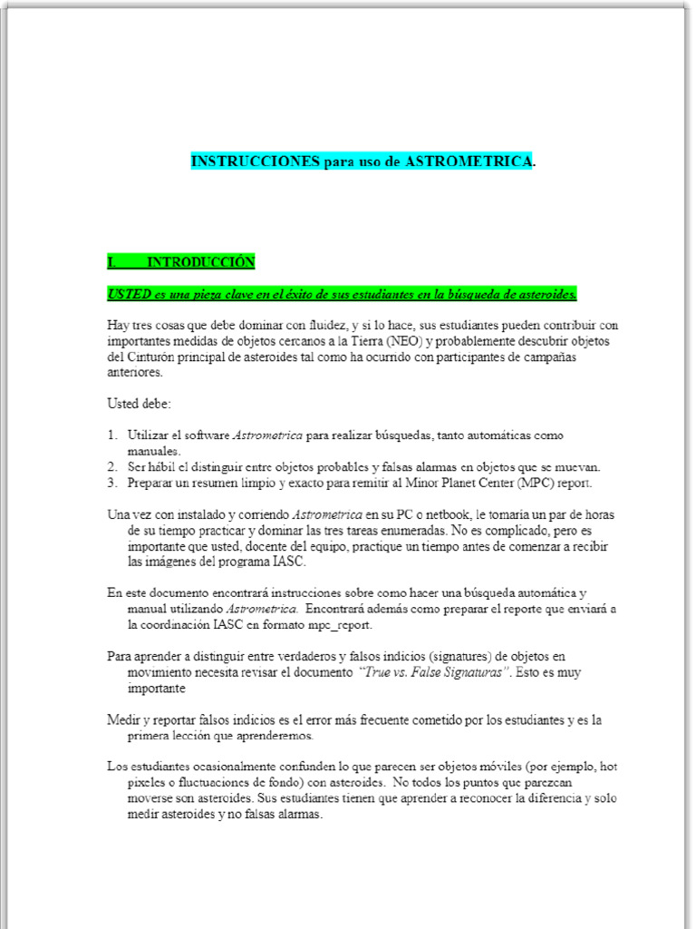 Instrucciones para Uso de Astrometrica. - PDF | PDF