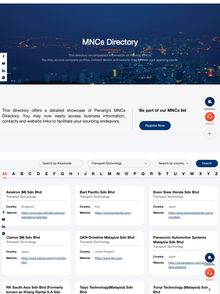 MNCs Directory - InvestPenang - Transport Tech | PDF | Technology ...