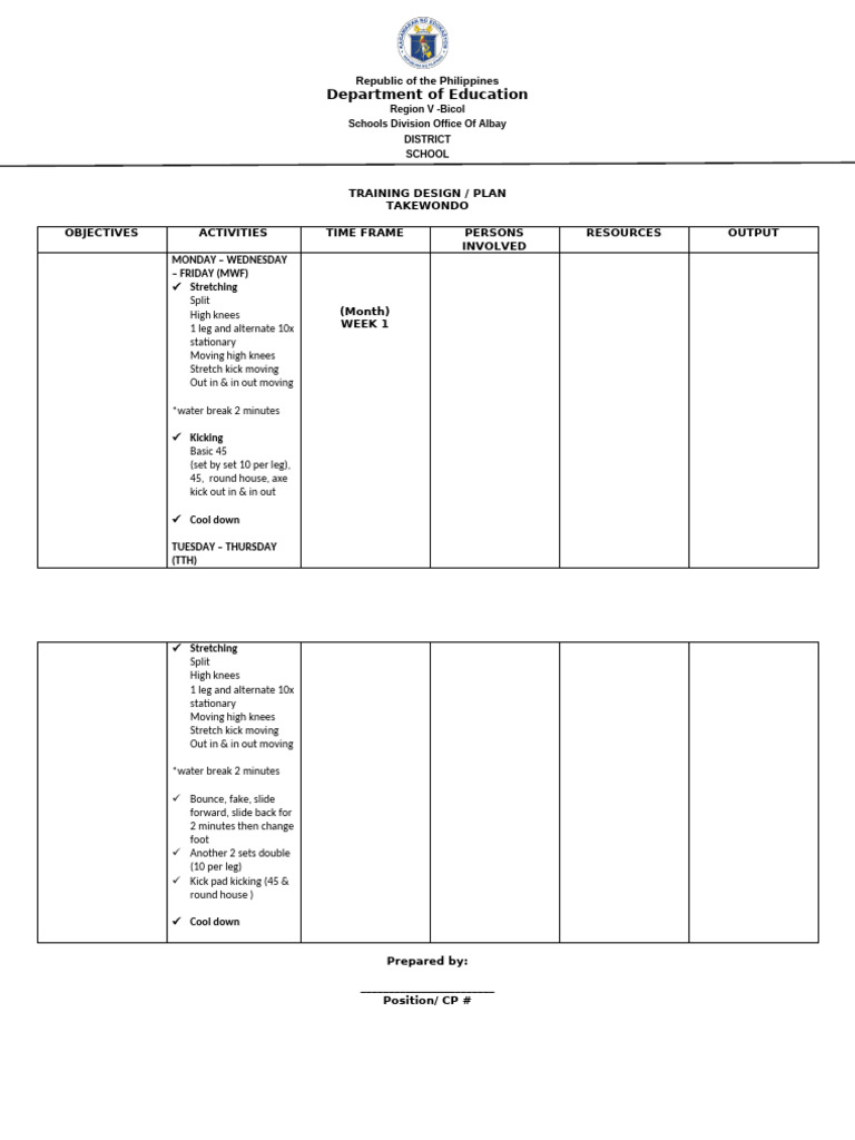 BLANK SPORTS DESIGN PLAN Sample | PDF