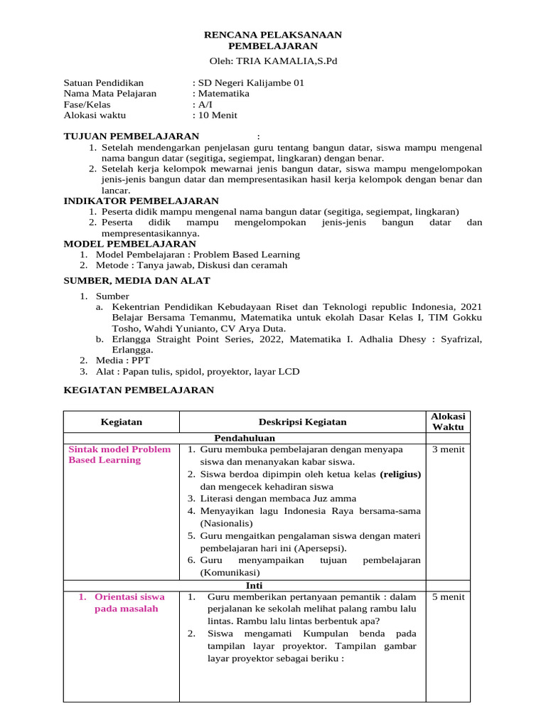 Format - RPP - CGP - 10 - REGULER TRIA | PDF