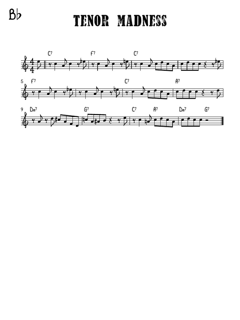 tenor-madness-music-in-c-bb-eb-and-bass-clef | PDF