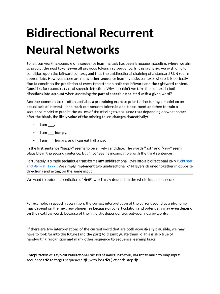 Bidirectional Recurrent Neural Networks | PDF
