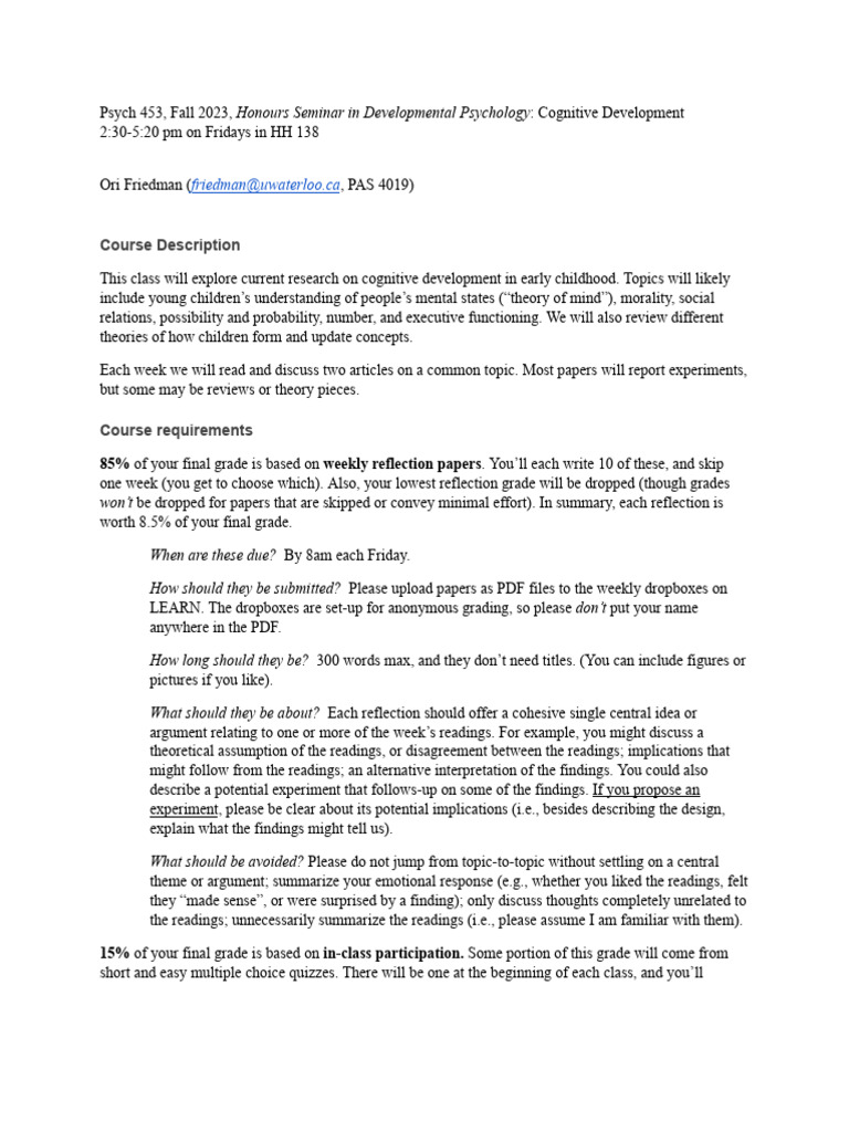 Psych453 Fall 2023 | PDF