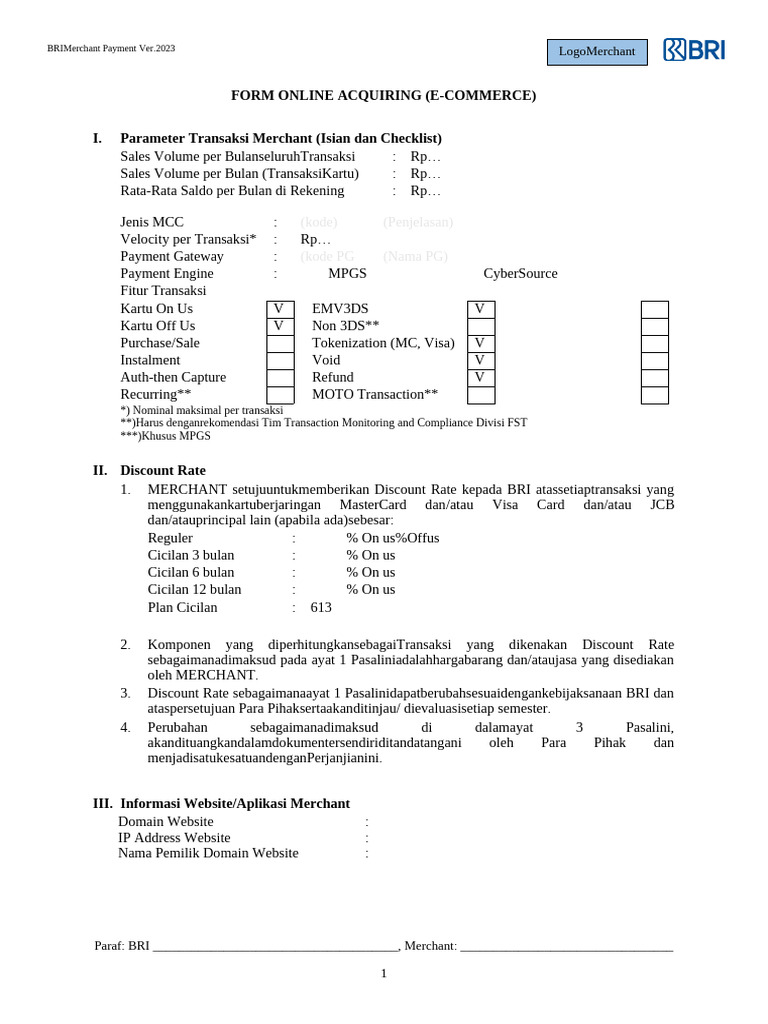 FPM Versi Baru Bri Online Acquiring | PDF