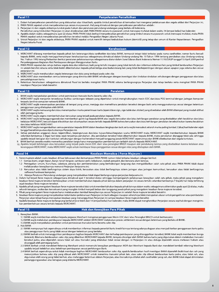 Formulir Perjanjian EDC Merchant | PDF