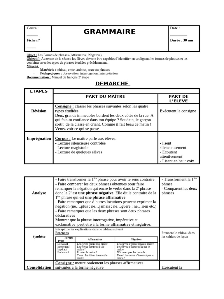 Grammaire CM1 | PDF