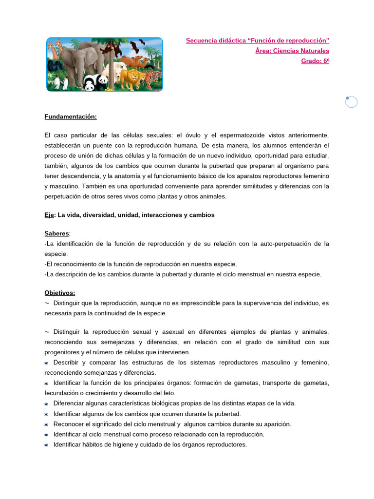 Scs Nat 6to Reproducción de Seres Vivos | PDF | Sexo | Relaciones ...