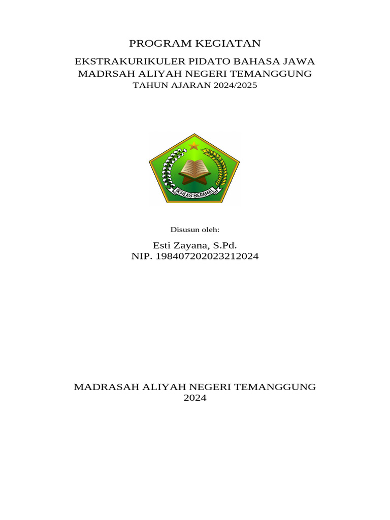 Program Kegiatan Ekstrakurikuler Pidato Bahasa Jawa | PDF
