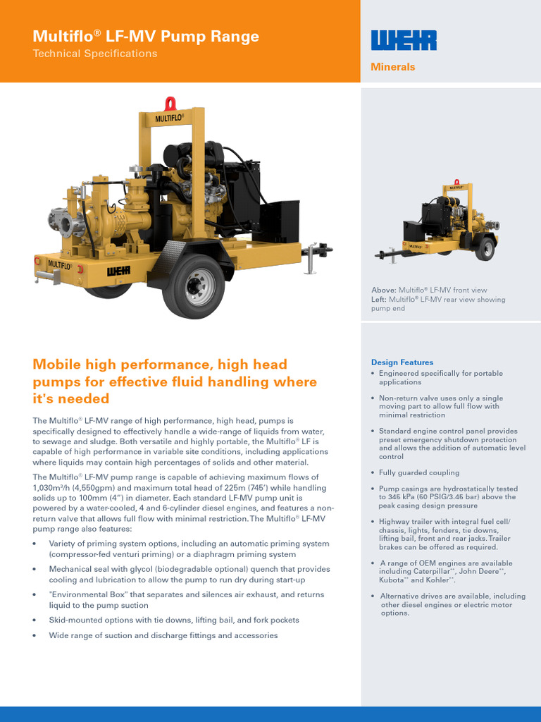 WMD1035 Multiflo LF-MV Pump Range Spec Sheet - 240801 - 083122 | PDF