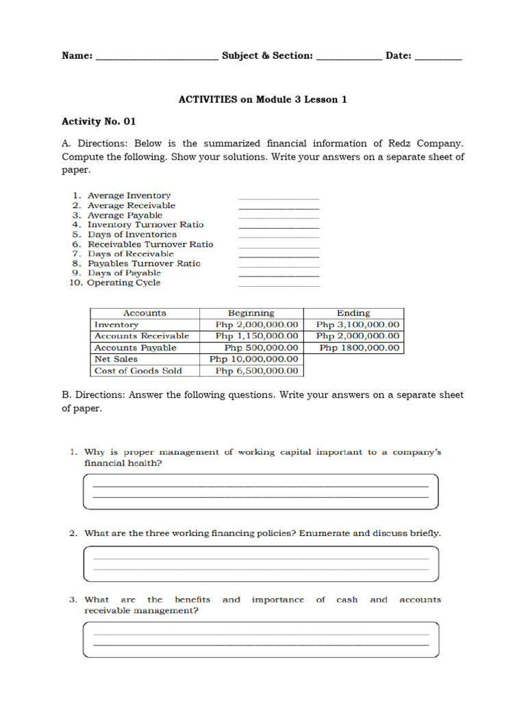Activity Module 3 Lesson 1 | PDF