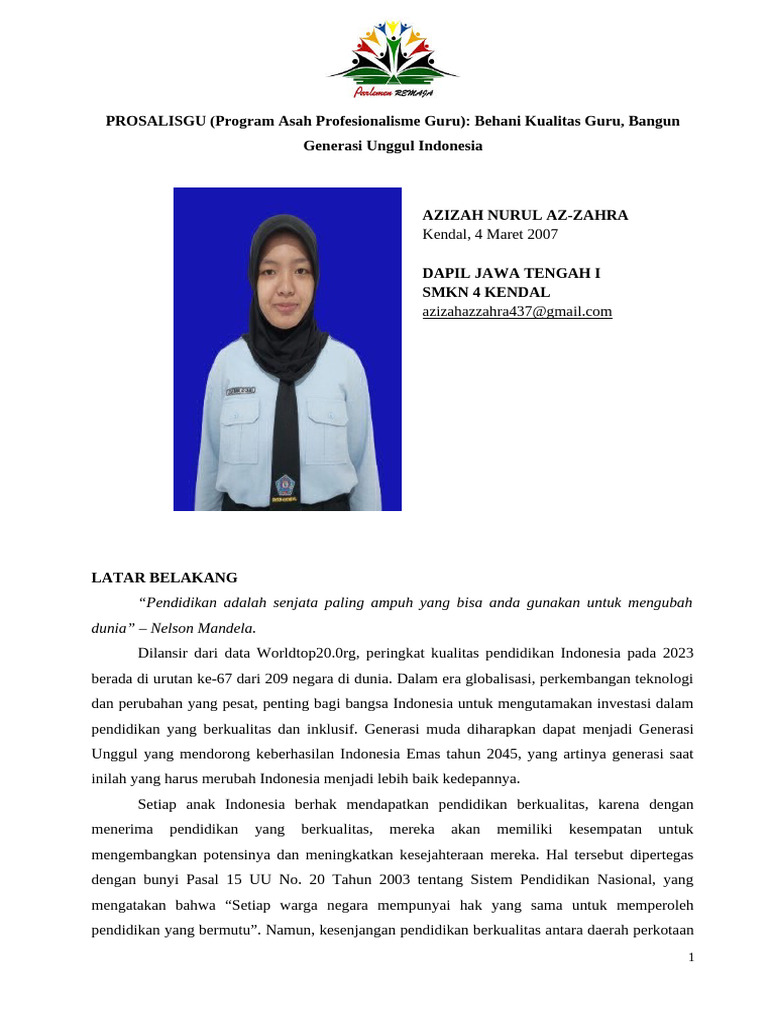 Esai Parlemen Remaja 2024 - Azizah Nurul Az-Zahra | PDF