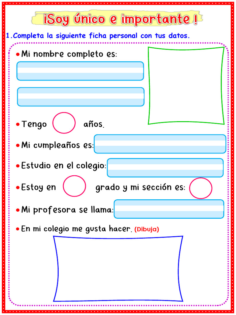 Ficha Soy Una Persona Única e Importante Maestra Janet | PDF