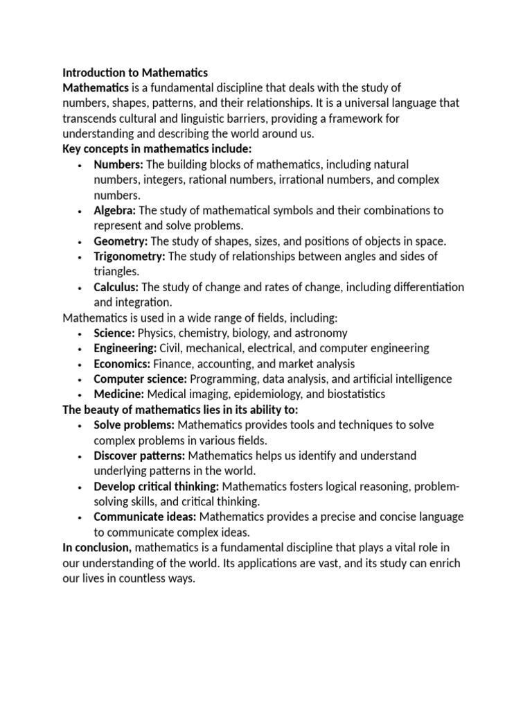 Introduction To Mathematics | PDF