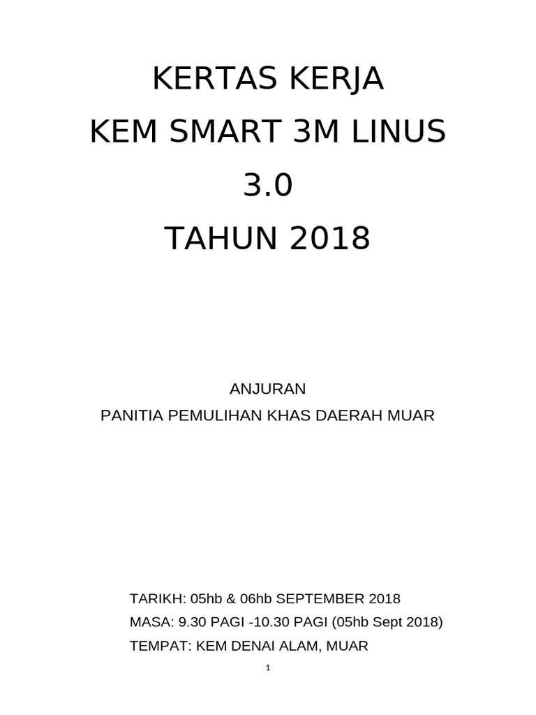 Kertas Kerja Kem Smart 3M Linus 2018 Terbaru | PDF