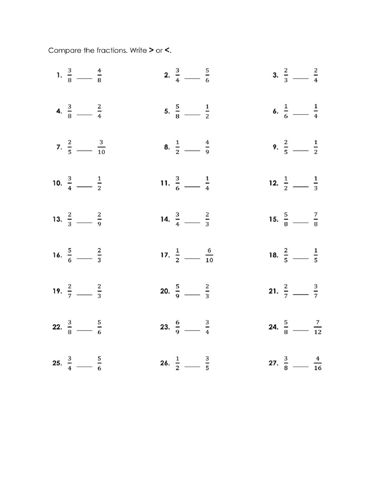 Comparing Fractions | PDF