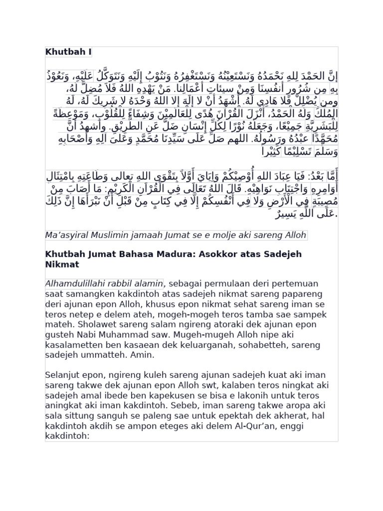 Khutbah Madura Bulen Sappar | PDF