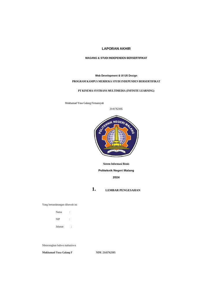Laporan Akhir: Magang & Studi Independen Bersertifikat | PDF Laporan Akhir: Magang & Studi Independen Bersertifikat | PDF
