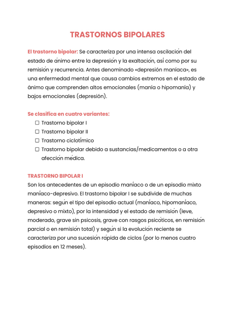 Trastornos Bipolares | PDF