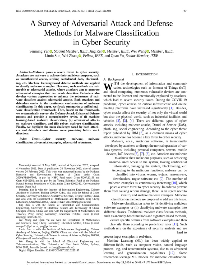 A - Survey - of - Adversarial - Attack - and - Defense - Methods - For - Malware ...