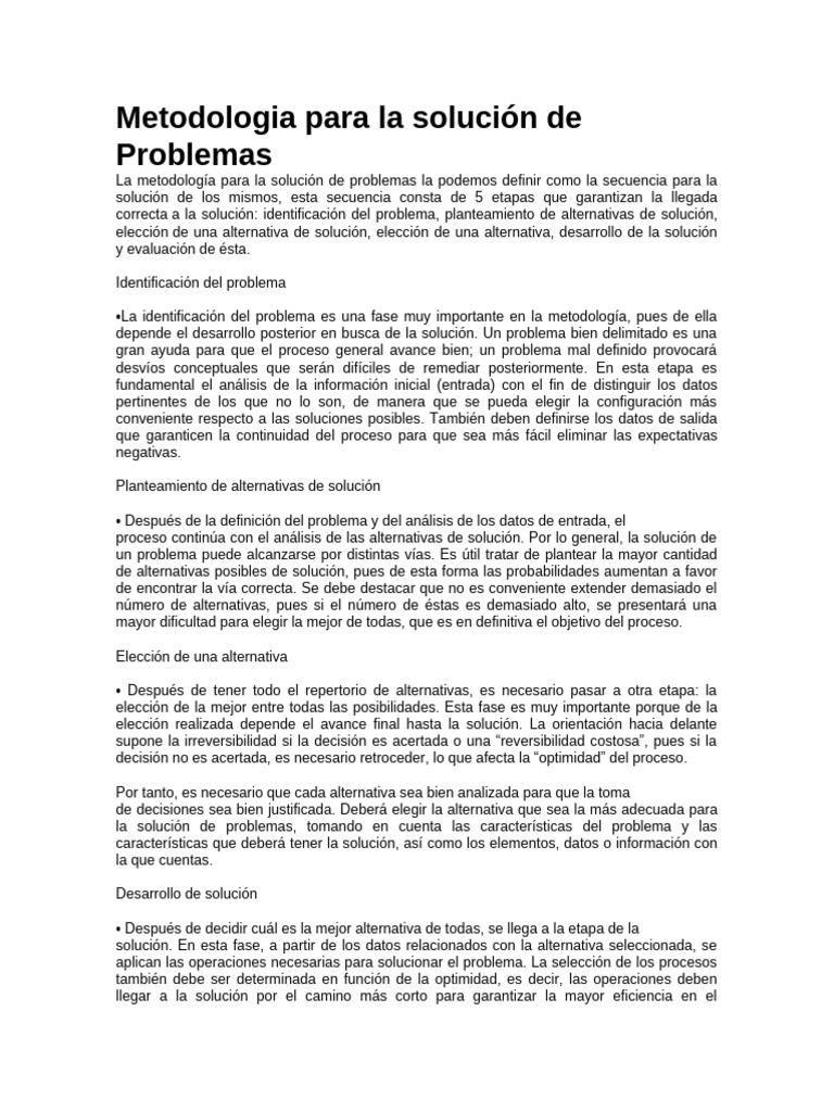 Metodologia para La Solución de Problemas | PDF