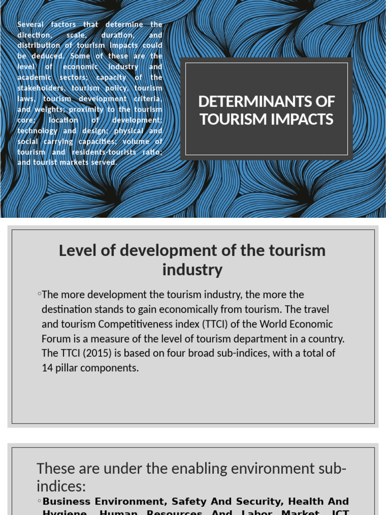 Determinants of Tourism Impacts PPT Hello 1 | PDF | Tourism ...
