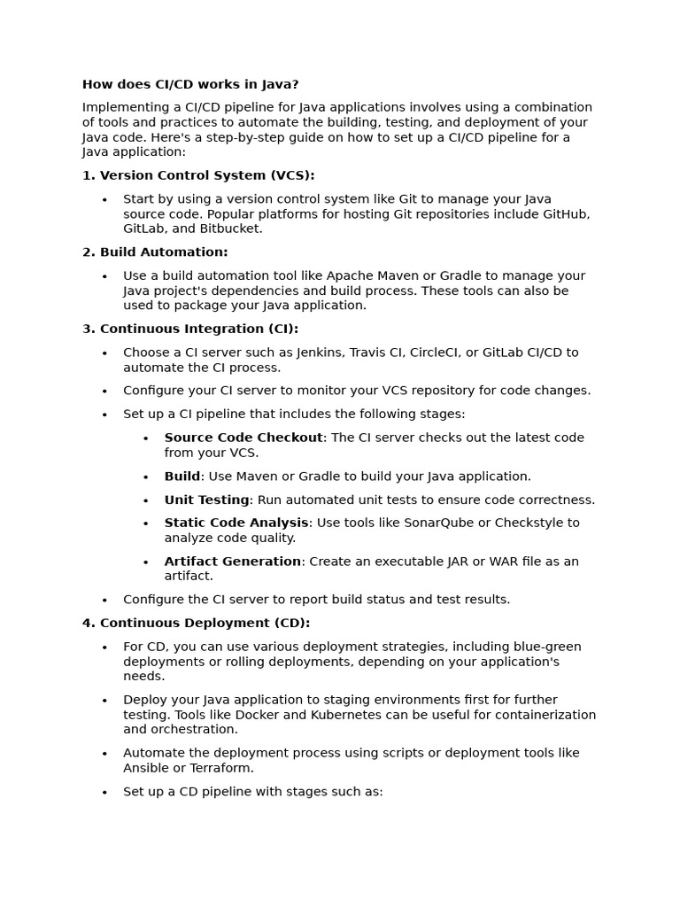 How does CI-CD works in Java | PDF