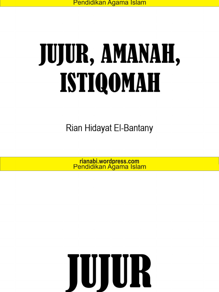 Kejujuran Amanah Istiqomah 7 | PDF