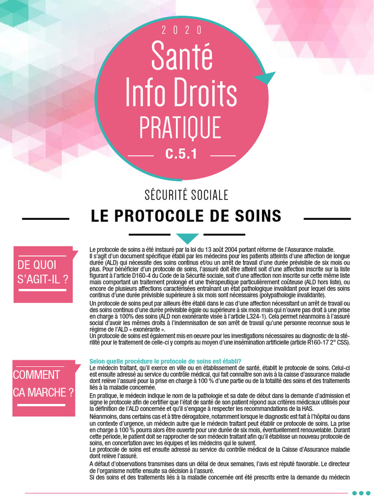 Fiche C.5.1 Protocole de Soins 2020 | PDF