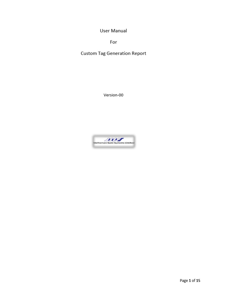 CUSTOM TAG GENERATION REPORT Rev. 00 | PDF | Tag (Metadata) | Software