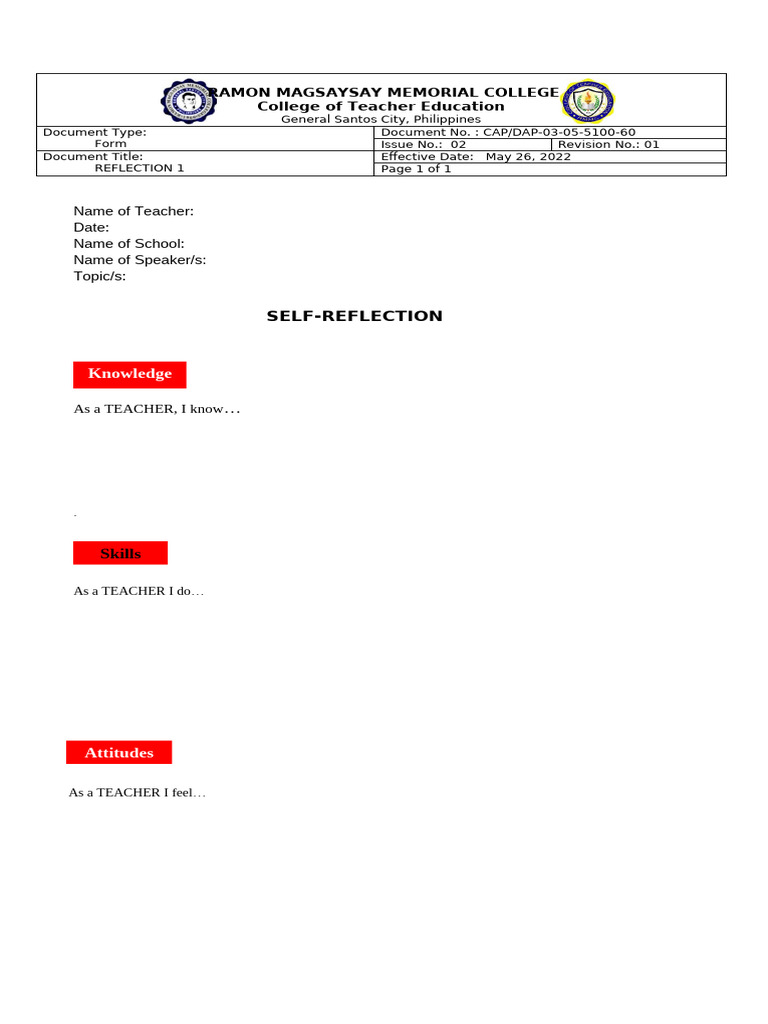 Reflection Format | PDF