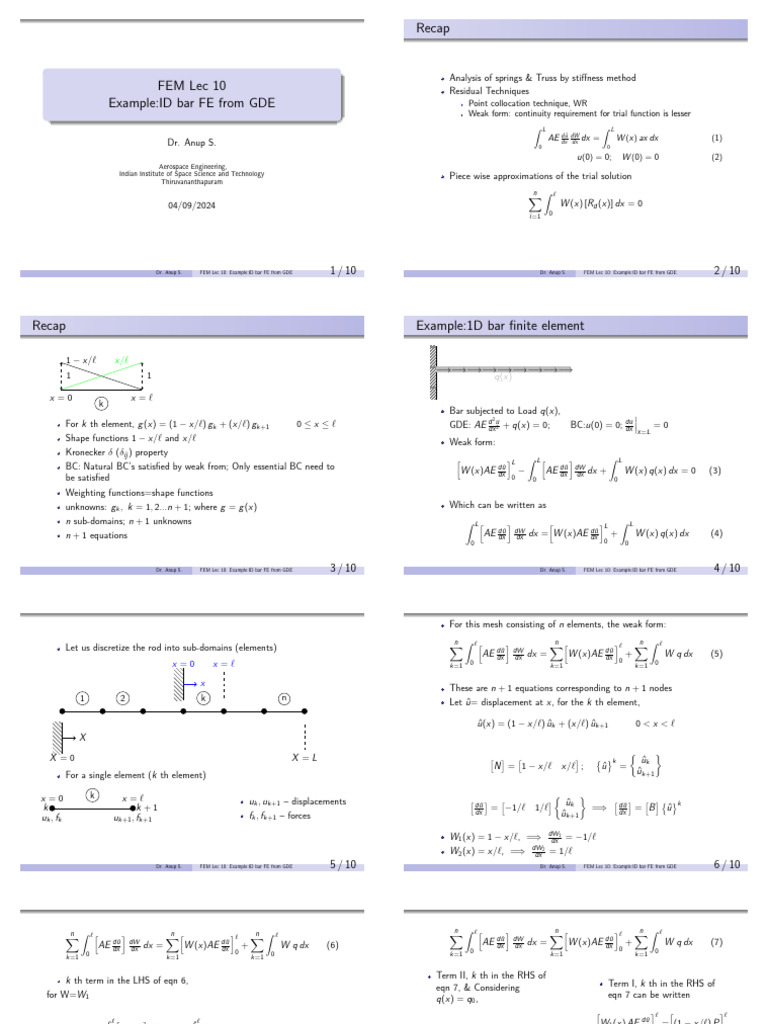 Lec 10 Example PiecewiseGDE 1D Bar H | PDF | Finite Element Method ...