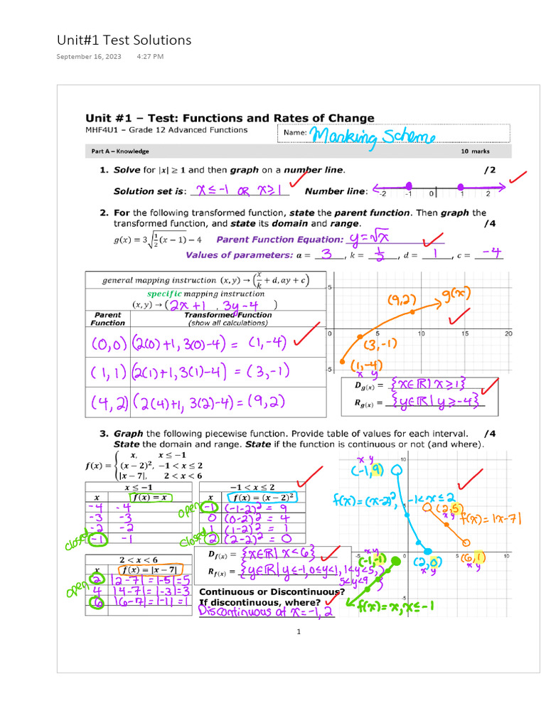 MHF4 U1 Unit 1 Test Solutions | PDF
