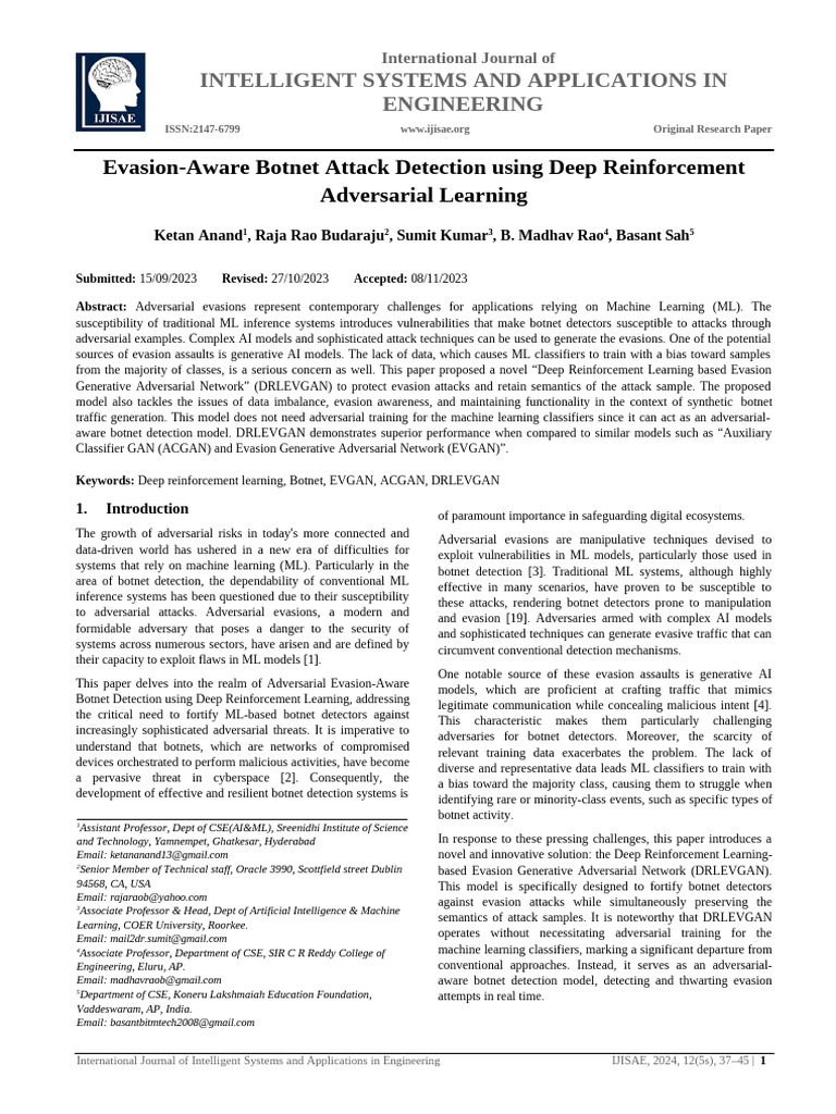 Evasion-Aware Botnet Attack Detection Using Deep Reinforcement ... Evasion-Aware Botnet Attack Detection Using Deep Reinforcement ...