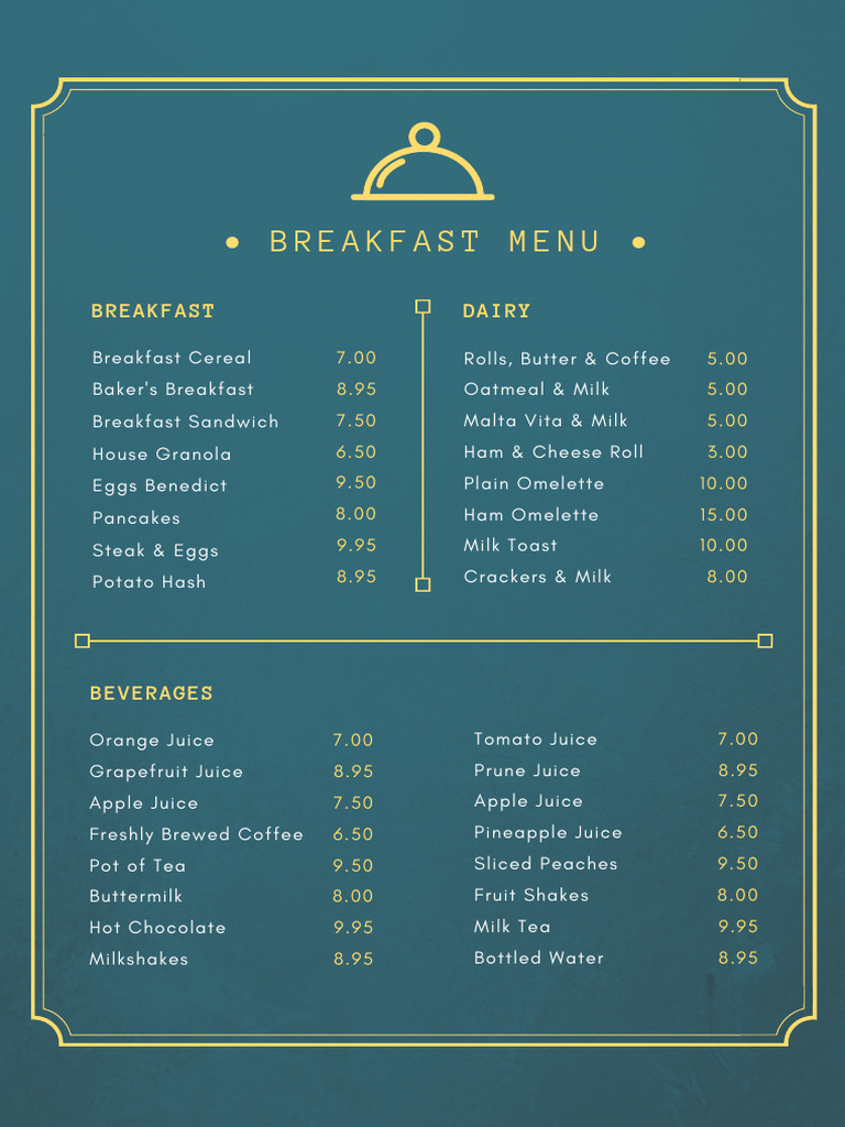 Black Vintage Style Cocktail Menu | PDF