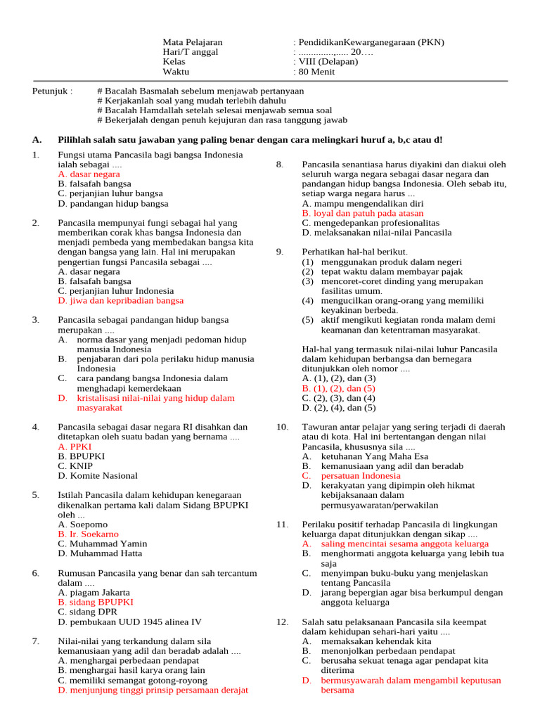 Soal Pas 8 2021 | PDF