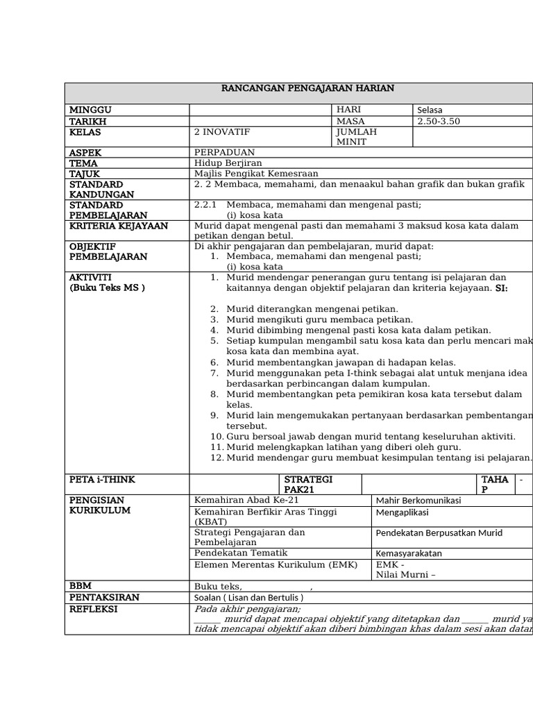 RPH BM M9 24 Mei Hingga M10 30 Mei 2022 | PDF