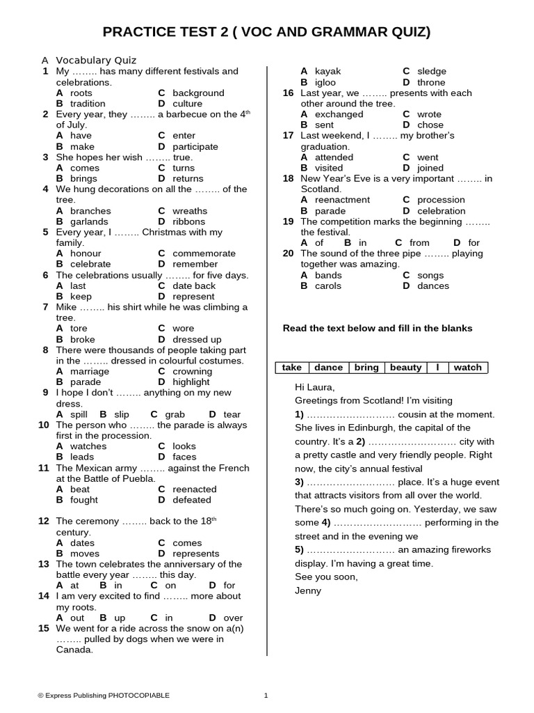 Past Simple Test Practice Quiz | PDF | Art