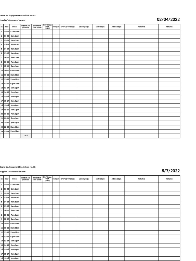 Log Sheet | PDF