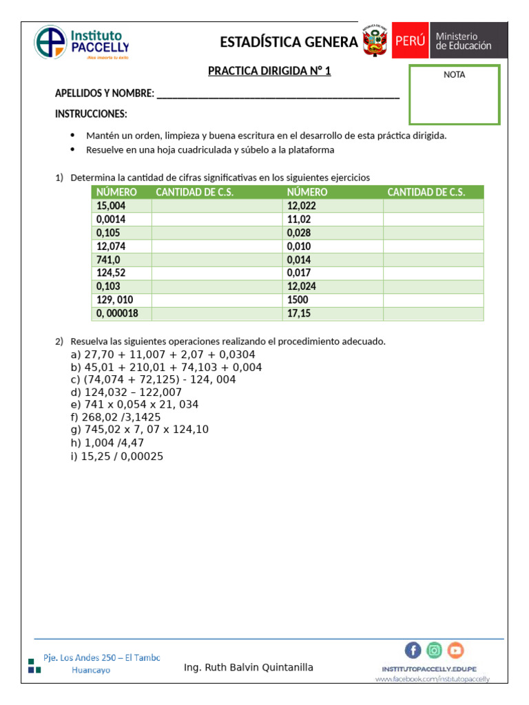 Práctica Dirigida 1 - 2024 - 2 | PDF
