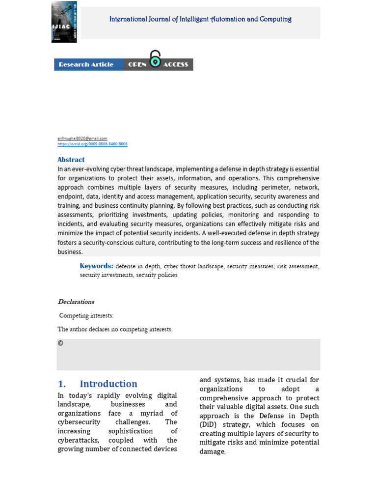 The Art of Cybersecurity: Defense in Depth Strategy For Robust ...